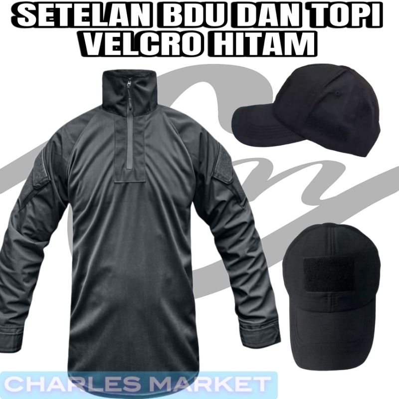Jual SETELAN BDU DAN TOPI HITAM - SETELAN KAOS BDU HITAM - SETELAN PRIA ...