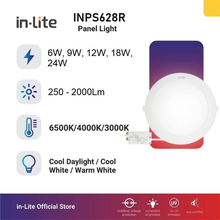 Jual Lampu Downlight Plafon Led Inlite INPS628R 6w 9w 12w 18w 24w Panel ...