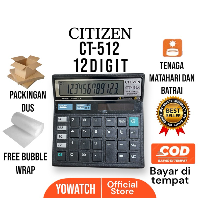 Jual Kalkulator Citizen Ct-512 / Calculator Hitung dan Meja 12 Digit 2 ...