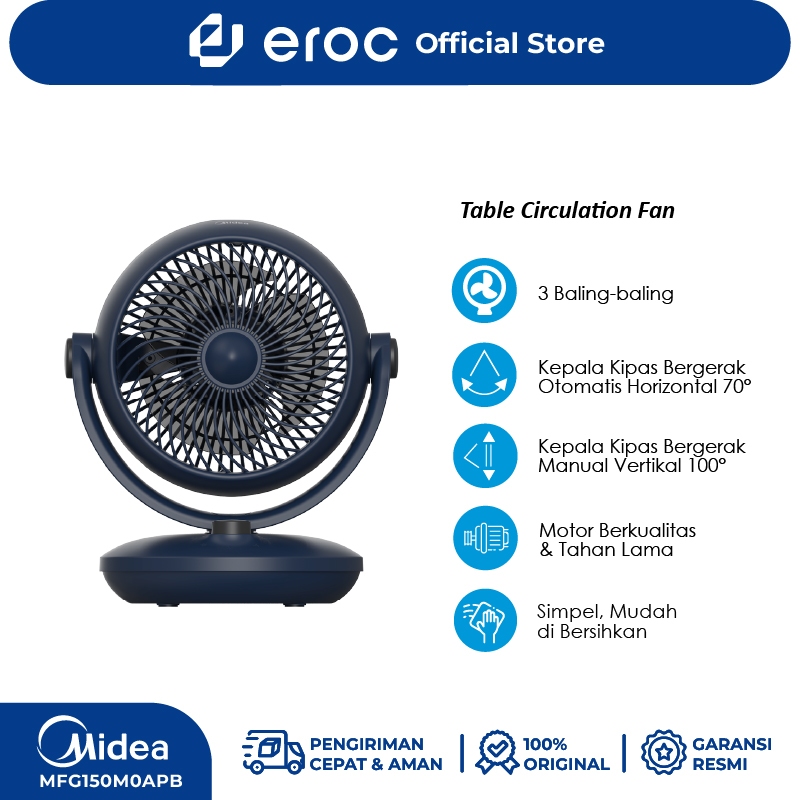 Jual Midea Kipas Meja / Table Circulation Fan MFG150M0APB - Mini Size ...