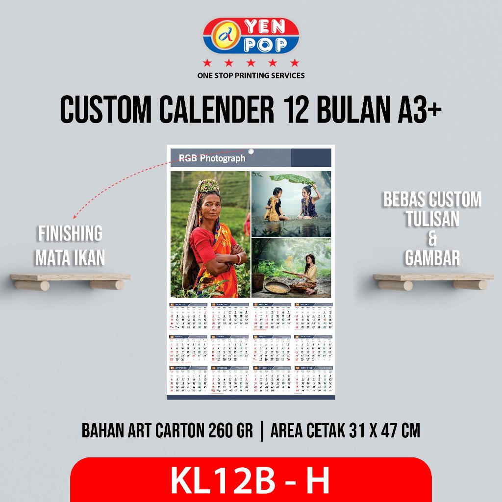 Jual CUSTOM KALENDER 12 BULANAN BISA Ditambahakan FOTO / LOGO / TULISAN ...