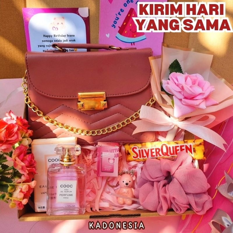 Jual Hampers Tas Cewek Pink / Kado Ulang Tahun Cewek / Hadiah Romantis ...