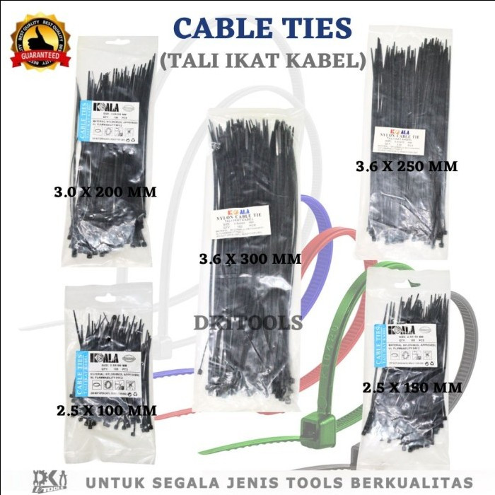 Jual KOALA Nylon Cable Tie / Tali Ikat Kabel Hitam 10cm 15cm 20cm 25cm ...