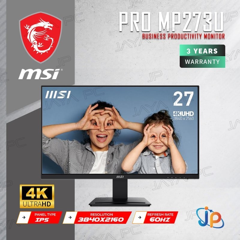 Jual Monitor MSI LED IPS PRO MP273U - 4K UHD 27" | Shopee Indonesia