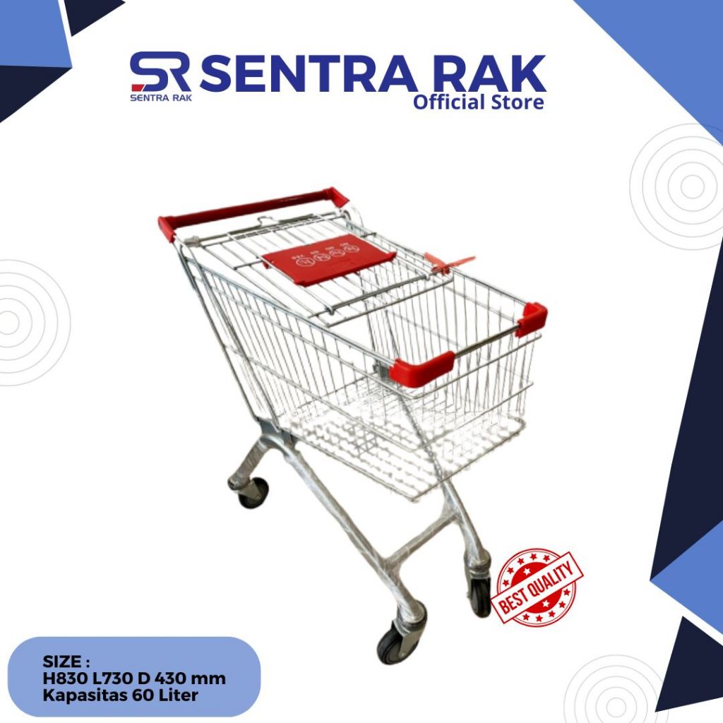 Jual Trolley Belanja Troli Supermarket 60 liter dengan Karet Pelindung ...