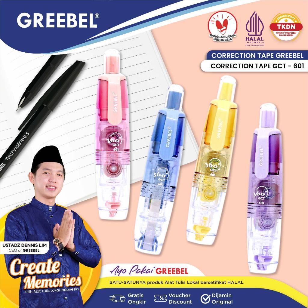 Jual Correction Tape Greebel GCT-601 / Tip - Ex Kertas / Tipe X Kertas ...