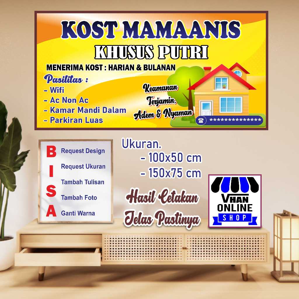Jual Cetak Banner Spanduk MMT Sewa Kost Untuk Putri atau Kontrakan ...