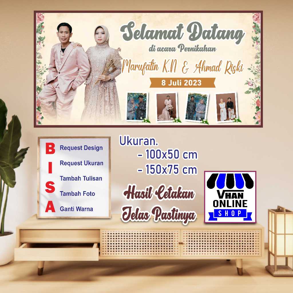 Jual Custom Banner Spanduk MMT Ucapan Selamat Datang Untuk Nikahan ...