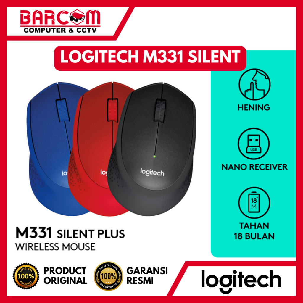 Jual MOUSE LOGITECH M331 WIRELESS SILENT+ PLUS DENGAN BATERAI ...