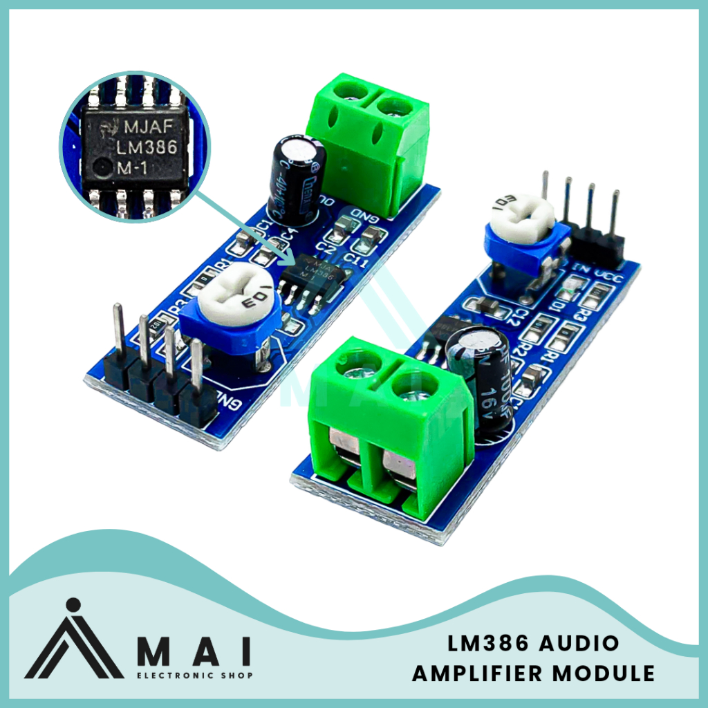 Jual LM386 Audio Amplifier Module 5V-12V with Adjustable Volume Control ...