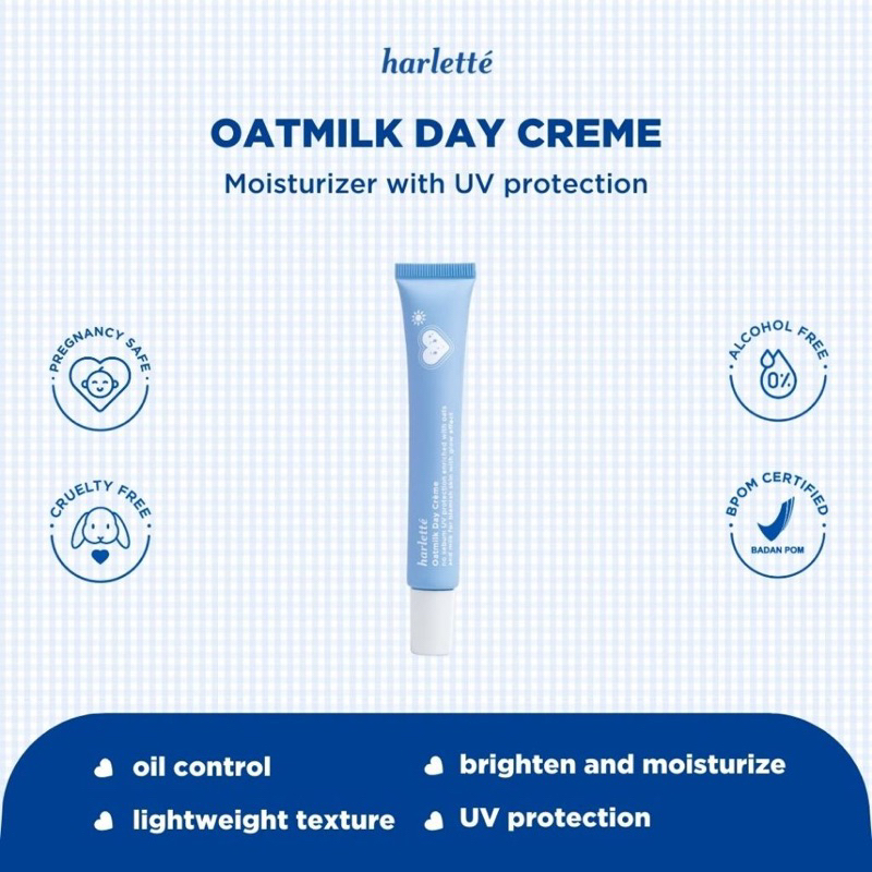 Jual Harlette Oatmilk Day Creme / Cream | Sensitive, Acne Prone ...