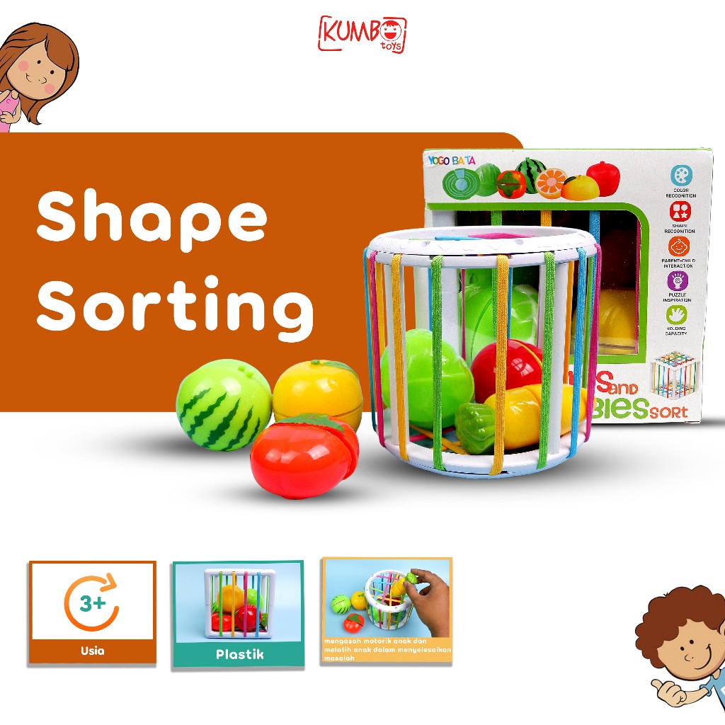 Jual Mainan Edukasi Anak Shape Sorting Game Sortir Bentuk Buah dan ...