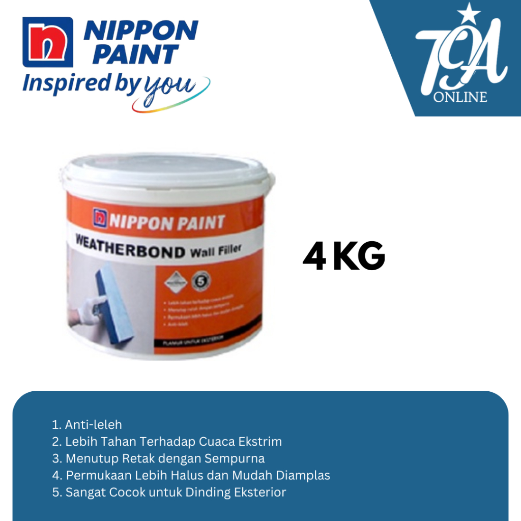 Jual Cat Dasar Tembok Exterior Nippon Paint Weatherbond Wall Filler 4 ...