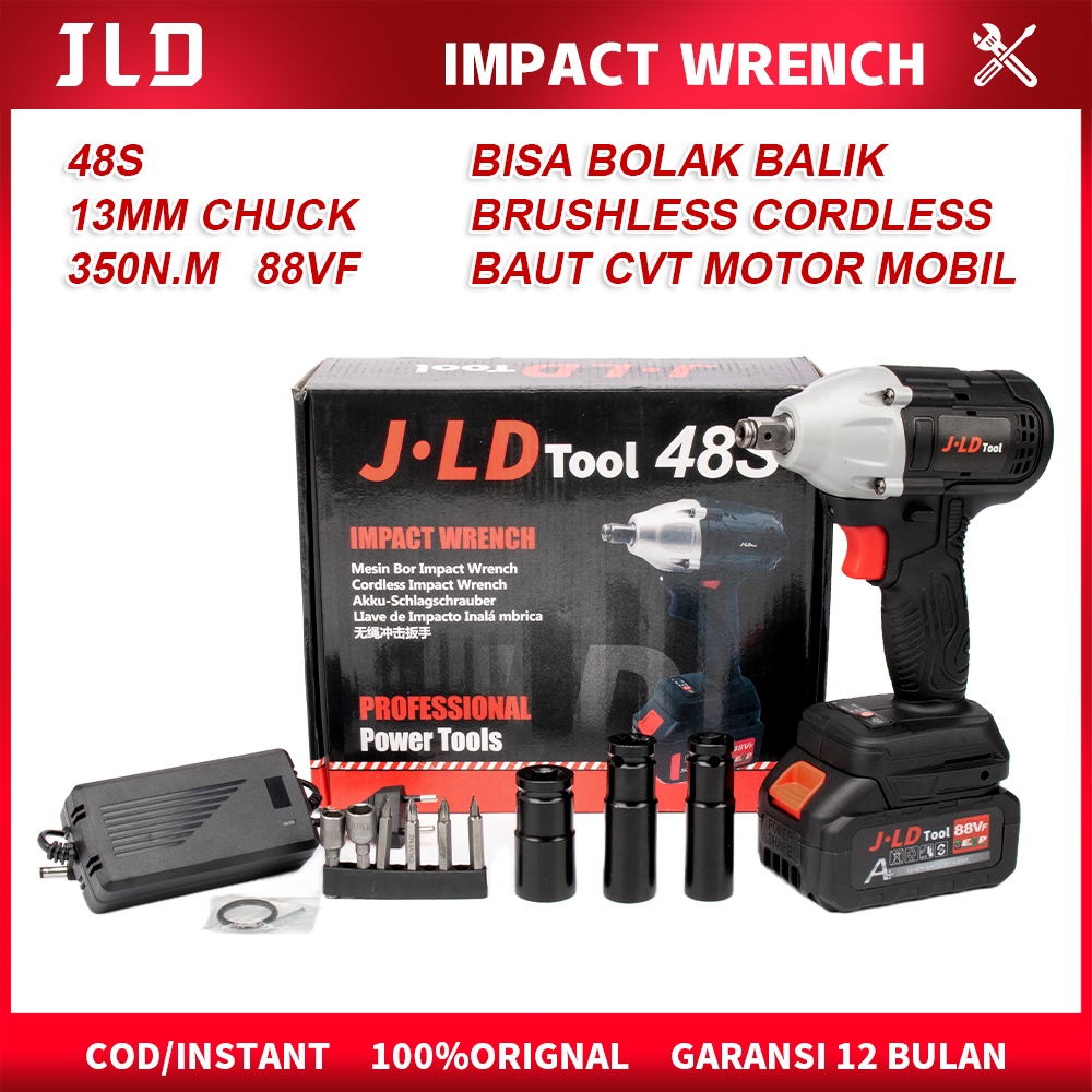 Jual JLD Impact Wrench 13mm Cordless Brushless Mesin Bor 350N.M Bolak ...
