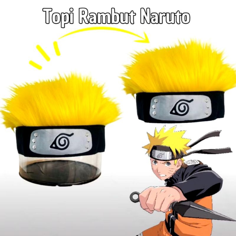 Jual cosplay naruto ikat kepala naruto+wig kuning cosplay naruto set ...