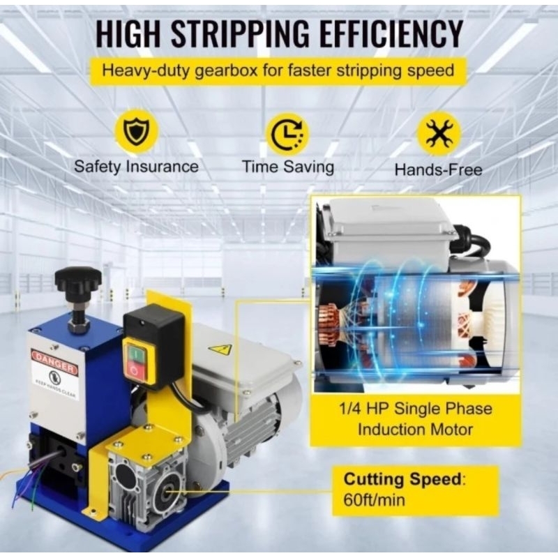 Jual VEVOR Electric Powered Wire StrippingMachine Cable Stripper Metal ...