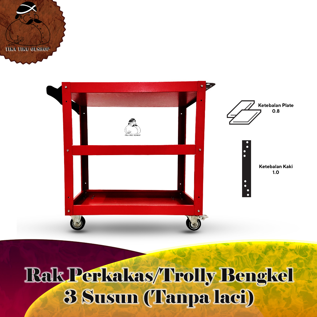 Jual Rak perkakas mekanik 3 tingkat / trolley tools 3 tiers Tanpa Laci ...