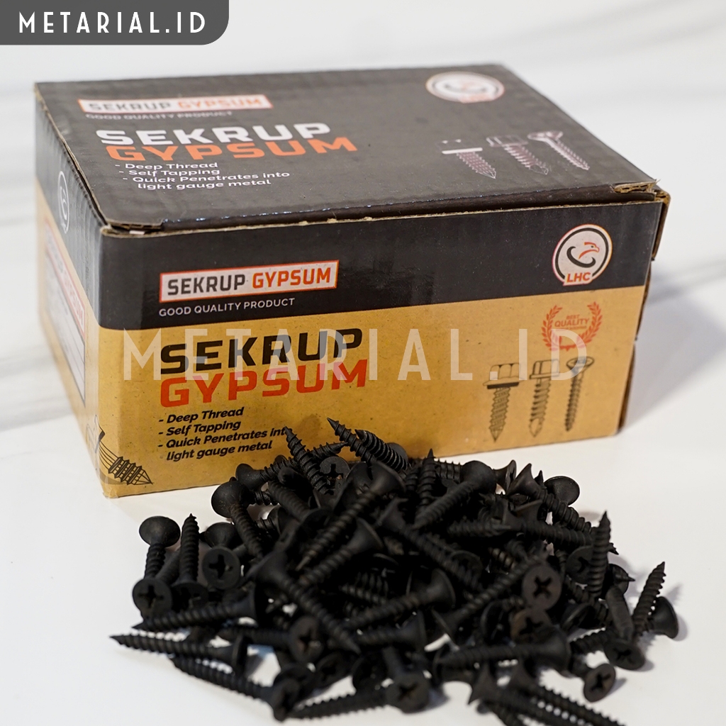 Jual [1 Kotak] Sekrup Gypsum/Gipsum 6 x 1" Inch | Baut Skrup PVC Drywall Screw | merk LHC | 750 ...