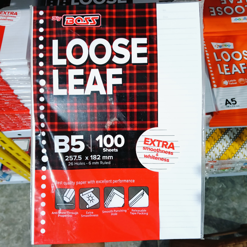 Jual Loose leaf isi binder ring big boss B5 putih 50 100 lembar | Shopee Indonesia