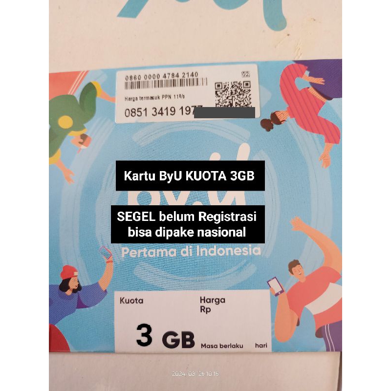Jual Kartu ByU Kuota 3GB 30hari Nasional exp 07 Juni 2026 | Shopee ...