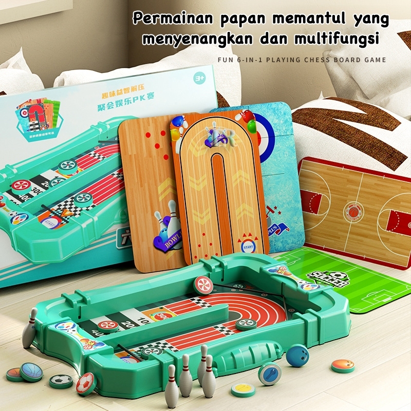 Jual 6 IN 1 Permainan Sepak Bola Basket Bowling Sling Shot Table Board ...