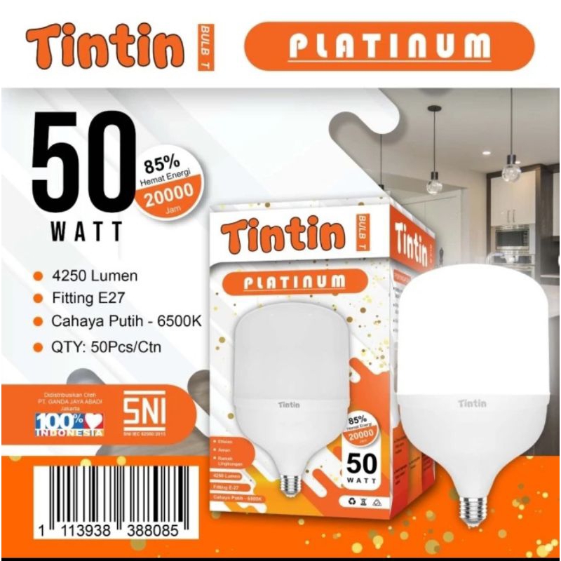 Jual Lampu Bohlam Led Tintin Bulb T 50 watt Cahaya Putih | Shopee Indonesia