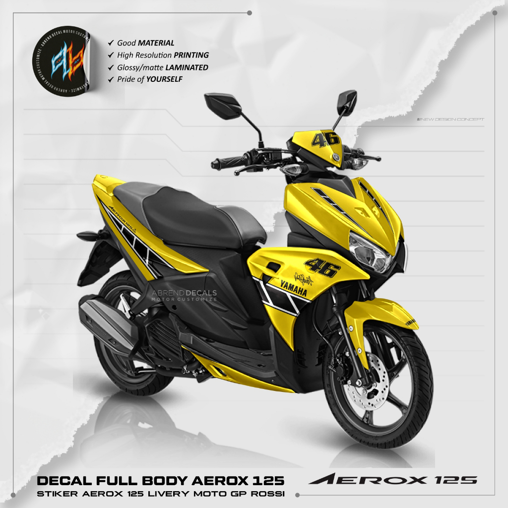 Jual DECAL FULLBODY AEROX 125 LIVERY GP ROSSI / STIKER MOTOR YAMAHA ...