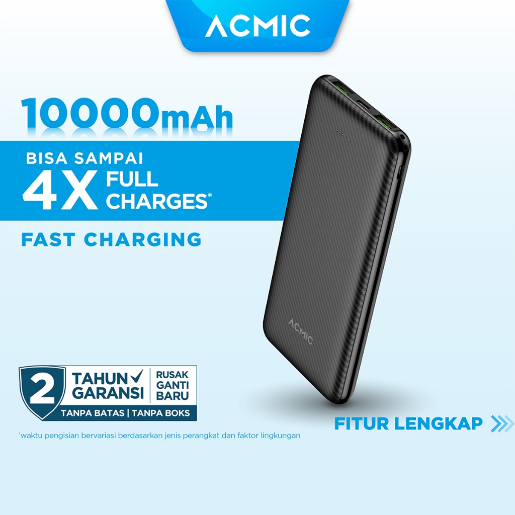 Jual ACMIC C10PRO 10000mAh Powerbank Slim 22.5W Fast Charging Type C | Shopee Indonesia