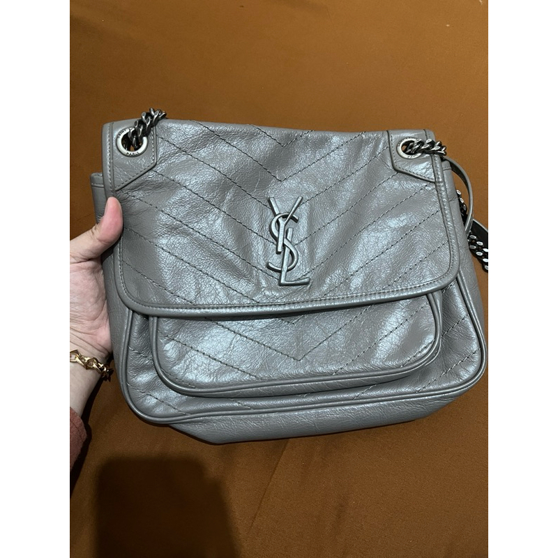 Jual ysl niki small grey | Shopee Indonesia