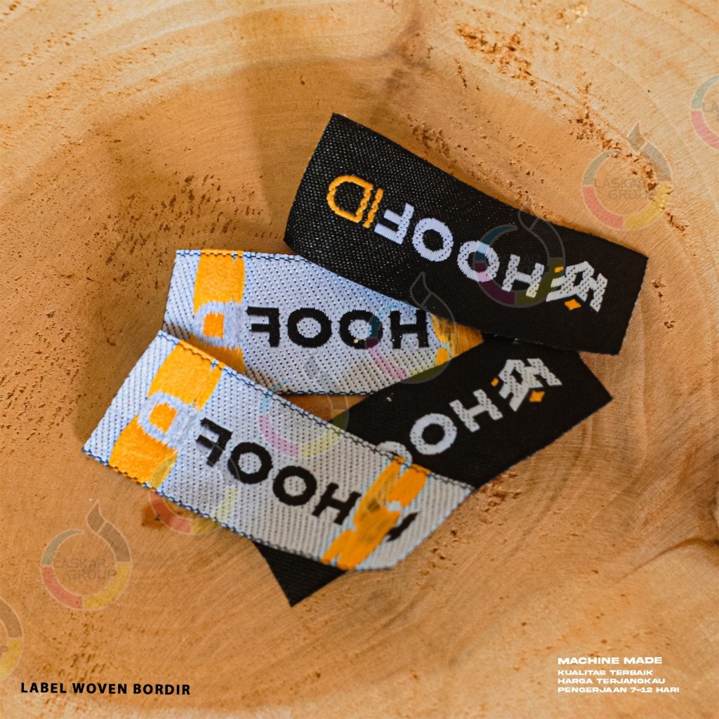 Jual Label Woven Custom 2x5 Label Baju Bordir Label Woven Damask ...