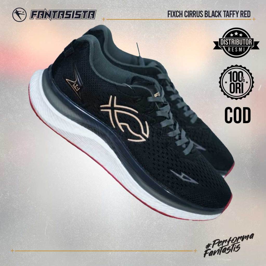 Jual Sepatu Running - FIXCH CIRRUS - BLACK / TAFFY / RED - B005 ...