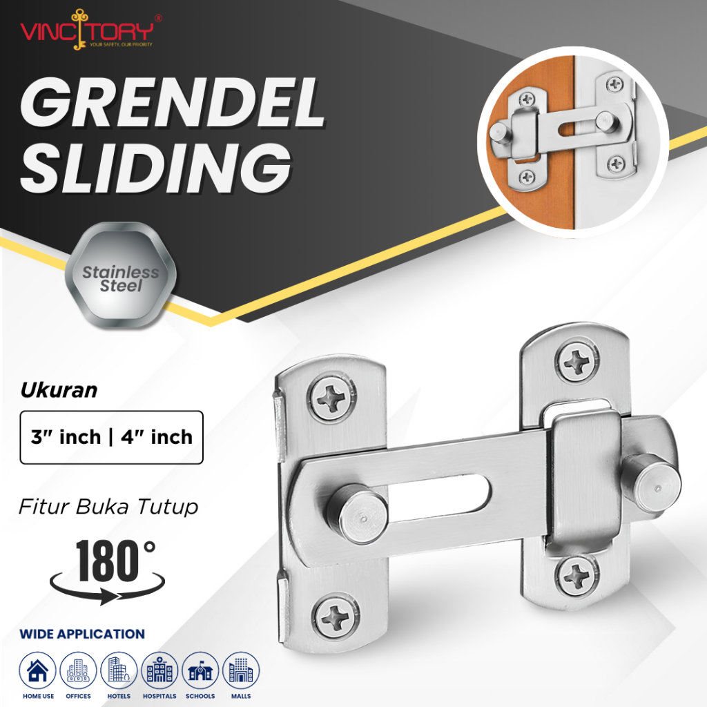 Jual Grendel Sliding 180* Stainless/Selot Pintu Geser/Ready Stok FREE ...