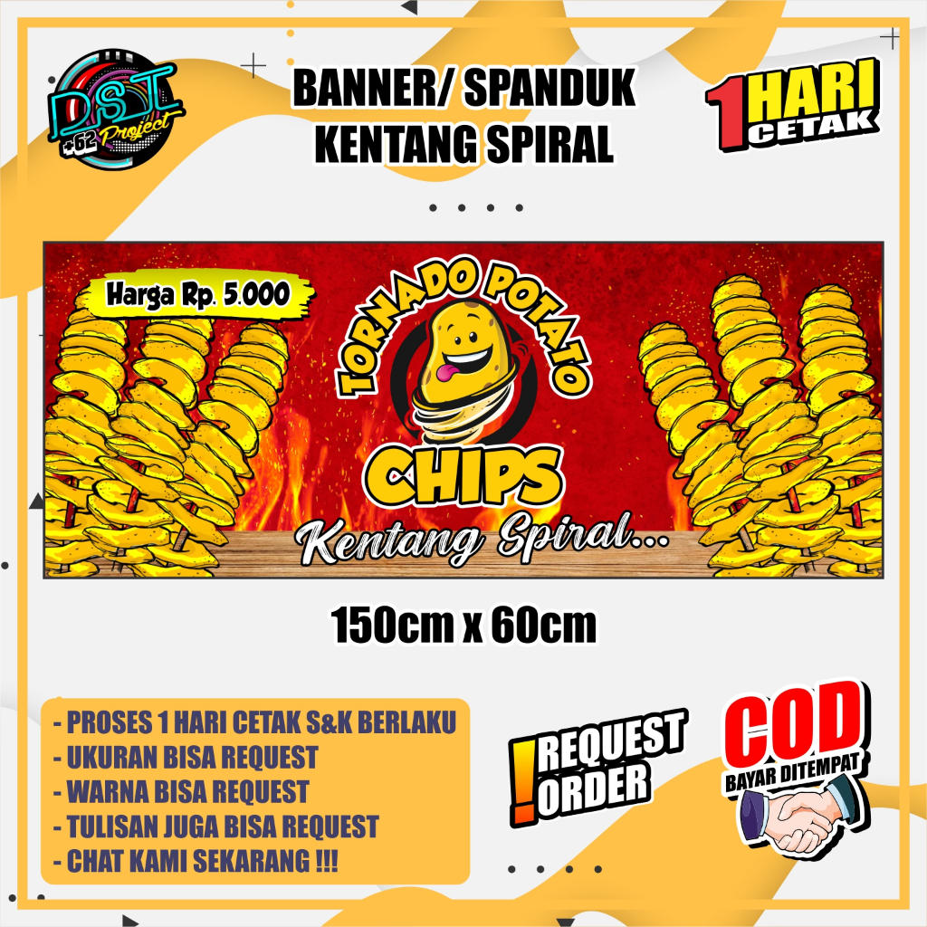 Jual BANNER / SPANDUK KENTANG SPIRAL 150cm x 60cm | Shopee Indonesia