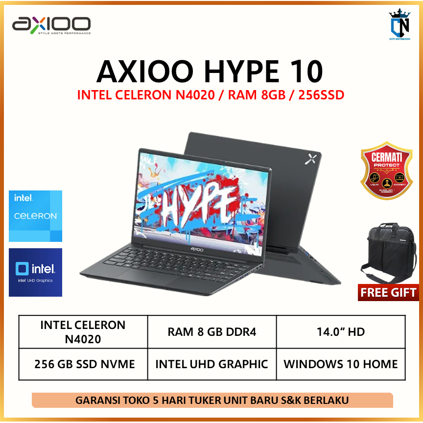 Jual Laptop Axioo Hype 10 Intel N4020 8GB 256GB SSD W10 14.0 HD ...