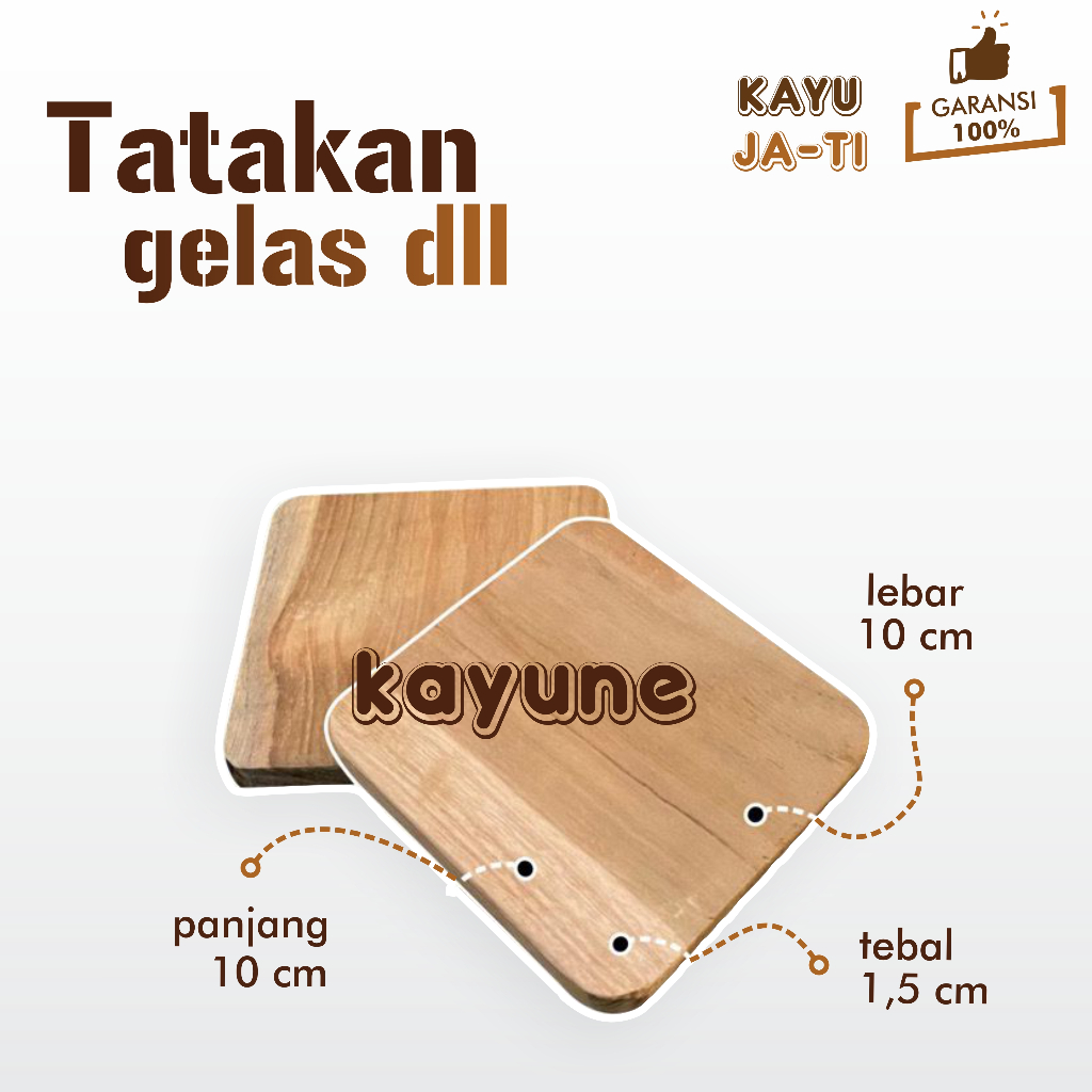 Jual Coaster Kayu Tatakan Gelas Ukuran 10x10 cm Bahan Baku Kayu Jati ...