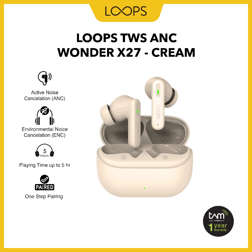 Jual LOOPS TWS ANC ENC True Wireless Bluetooth Earphone Wonder X27 ...