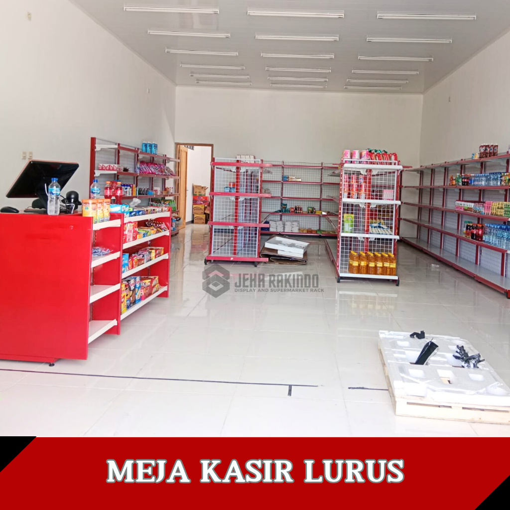 Jual Meja Kasir Model Lurus 4 Selving Meja kasir minimarket Meja kasir ...