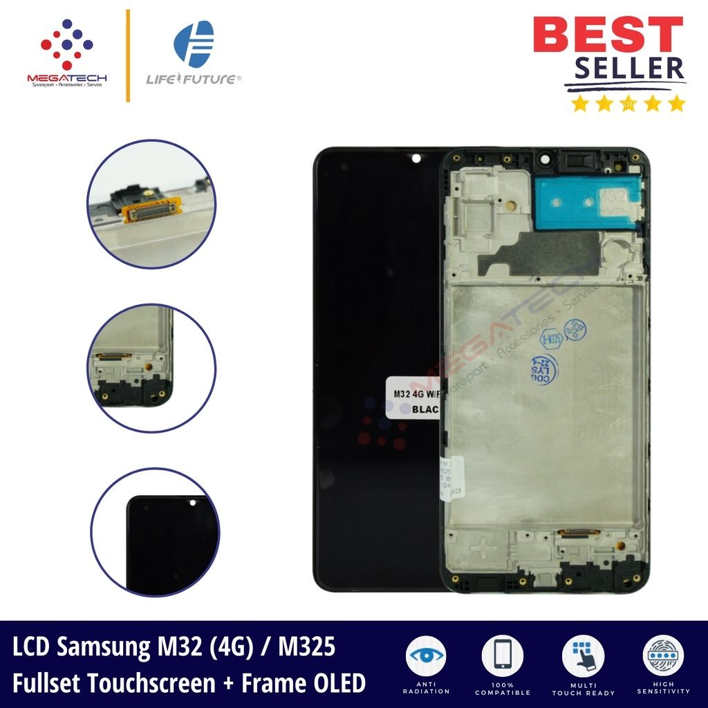 Jual LCD SAM M325+FRAME OLED BLACK+TS (GALAXY M32 6.2") | Shopee Indonesia