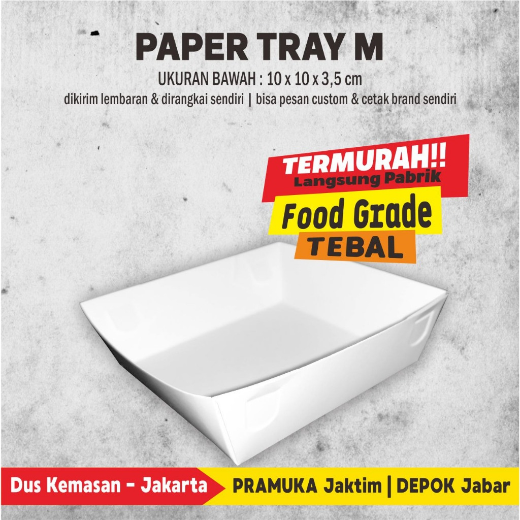 Jual Paper tray M 10 x 10 x 3.5 cm Foodgrade POLOS | Shopee Indonesia