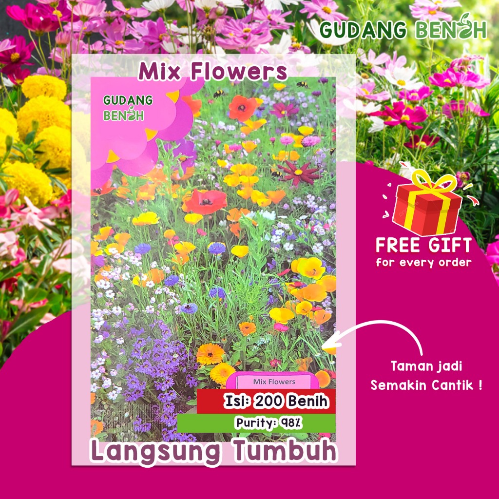 Jual Bibit Tanaman Bunga Mix PREMIUM QUALITY Isi 300 Benih | Shopee ...