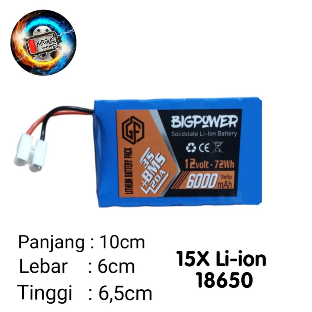 Jual Baterai Isi Ulang / Baterai Pack UNIVERSAL 15X 18650 6000mAh 12V ...
