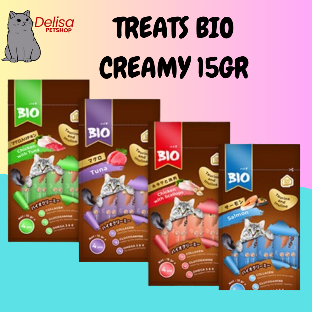 Jual BIO CREAMY TREATS Makanan /Snack kucing (isi 4pcs ) | Shopee Indonesia