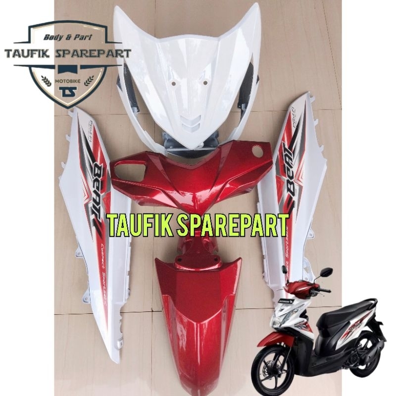 Jual Paket Full Body Halus BeAT FI warna Merah-Putih/ Body Halus Motor ...