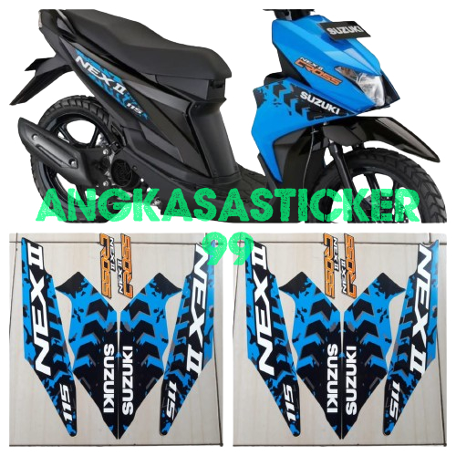 Jual sticker stripng body motor suzuki nex II CROSS hitam biru | Shopee ...