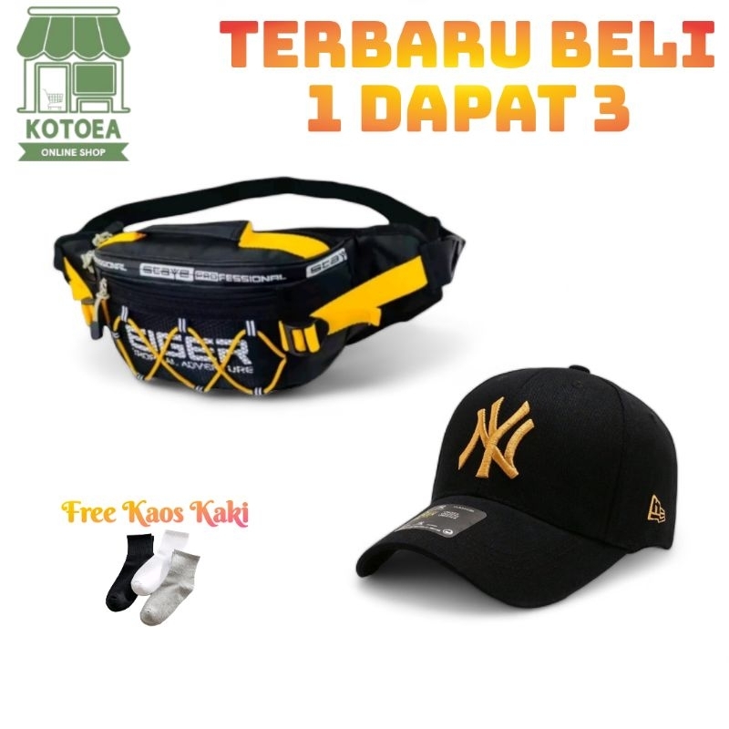 Jual PAKET PROMO TAS SALEMPANG SELEMPANG SLEMPANG WAISTBAG GRATIS TOPI ...