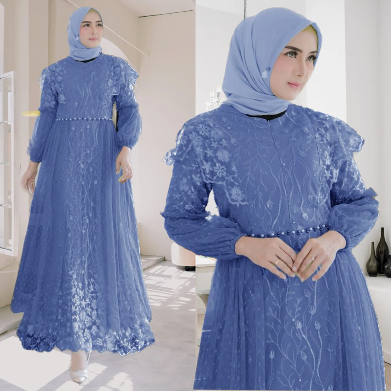 Jual Maxi Safira Gamis pesta New ( M L XL XXL 3XL ) Gamis kondangan Gamis brukat full depan ...