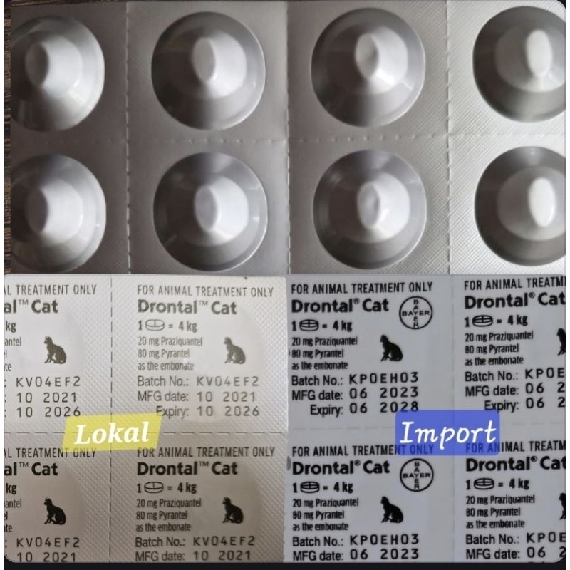 Jual PER TABLET TERBARU DRONTAL CAT OBAT CACING KUCING 2 VARIAN ...