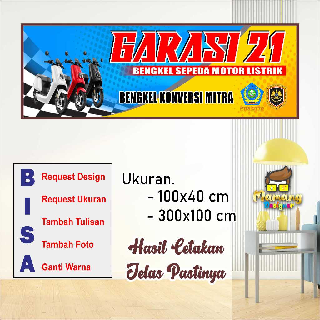 Jual Cetak Spanduk Banner MMT Bengkel Sepeda Motor Listrik Keren bb ...