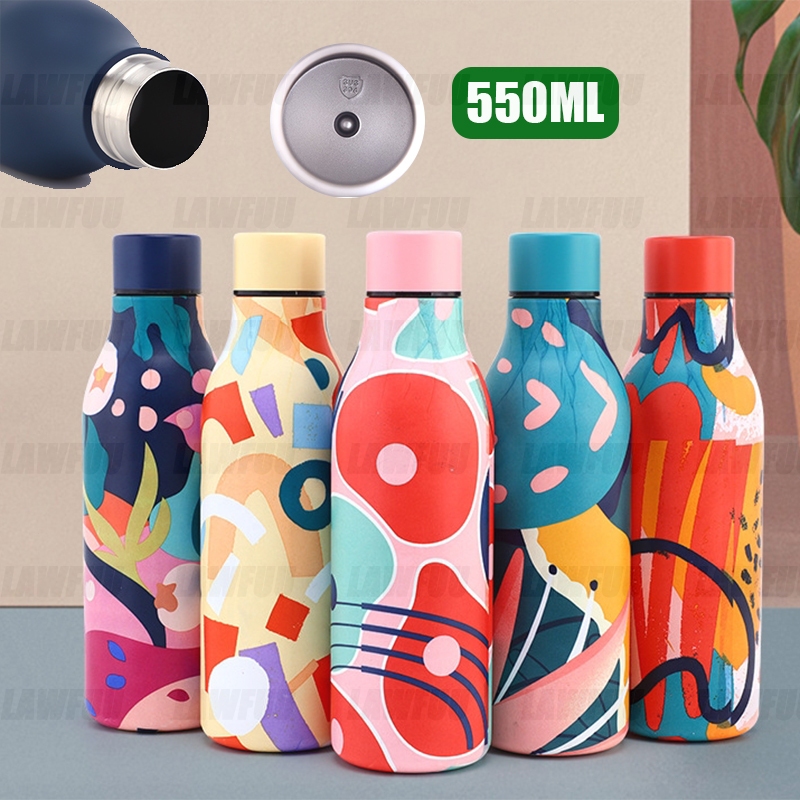 Jual Termos 550ml Flask Style Botol Stainless Steel Insulated Vacuum Portable Colorful Aesthetic ...