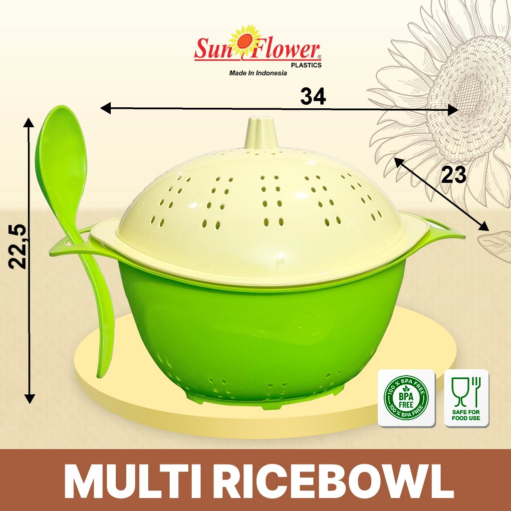Jual Wakul Nasi / Bakul Nasi / Multi Rice Bowl Sun Flower Sayur Wadah ...